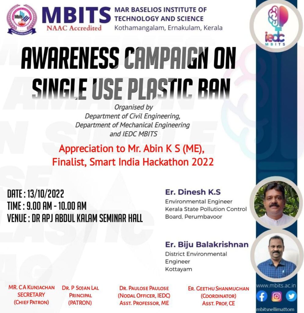 Awareness Campaign on Single Use Plastic Ban – MBITS