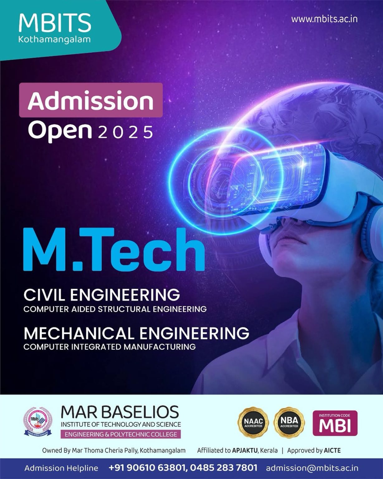 M.TECH ADMISSION OPEN 2025 - MBITS